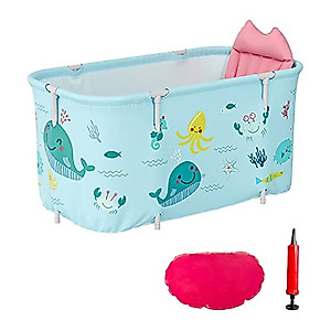 Portable Bathtub for Adult, Foldable Soaking Freestanding Collapsible Tub for Shower, Cold Plunge Tub for Ice Bath,Hot Bath Tub, SPA Bath Tub with Inflatable Pillow,Seat for Bathroom