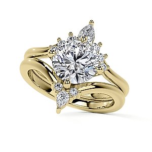 10K Solid Yellow Gold Handmade Engagement Ring 2.50 CT Round Cut Moissanite Diamond Solitaire Wedding/Bridal Ring Set for Women/Her, Fancy Ring Gifts for Her