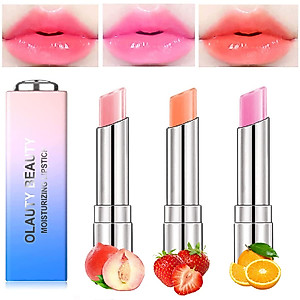 firstfly Pack of 3 Crystal Jelly Lipstick, Long Lasting Nutritious Lip Balm Lips Moisturizer Magic Temperature Color Change Lip Gloss (3 Pack)