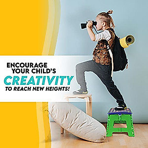 Crayola 9” inch Folding Step Stool (1 Pack), Step Stool for Kids, Toddler Color Learning, Toddler Step Stool, Kitchen Helper Stool for Toddlers, Potty Training Step Stool, Step Stool 300 lb Capacity