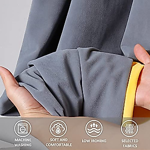 JYXIUBS Velvet Curtains 84 Inches Long, Grommet Thick Velvet Blackout Curtains with Two Tone French Room Darkening Window Curtains for Bedroom Living Room, 2 Panels 52 x 84 Inch, Grey and Yellow