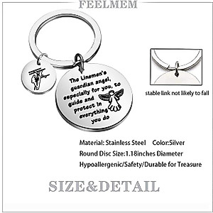 FEELMEM Lineman Prayer Gift The Linemen’s Guardian Angel Keychain Lineworker Electric Cable LinemanBe Safe Gifts