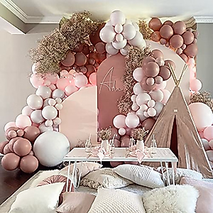 Blush Dusty Pink Balloon Garland Matte Latex Nude Pink Balloons Double-Stuffed Retro Pink Balloon Arch Kit For Party Wedding Baby Shower Graduation Birthday Decoration