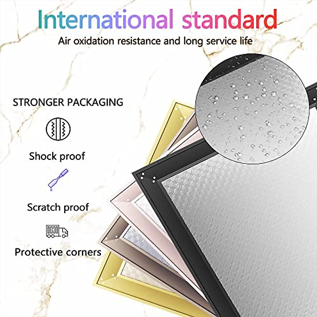 Vosuja36x36 Inch Bathroom Mirrors for Wall, Metal Framed Wall Mirrors with Non-Rusting Aluminum Alloy Metal Frame,Tempered Glass, Rectangle Wall Mounted Mirror (Horizontal/Vertical),Rose Gold