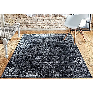 Unique Loom Sofia Collection Area Rug - Casino (5' 1" x 8' Rectangle, Black/ Ivory)