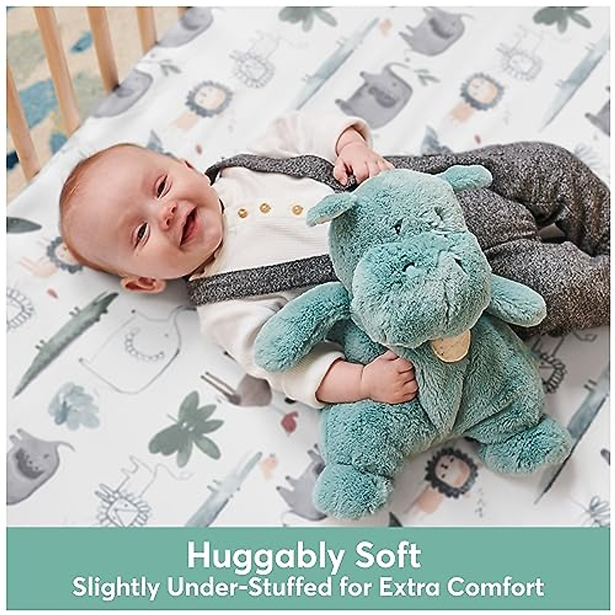 GUND Baby Oh So Snuggly Hippo Large Plush Stuffed Animal for Babies and Infants, Teal, 12.5”