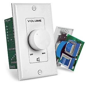 Pyle Home Wall Mount Volume Control Knob- Flush In-Wall Plate,Rotary Style Adjustment, 20-20kHz Freq. Response,Companion for Hi-Fi, Four-Pair Speaker Selector w/ Audio&Video Compatibility,White- PVC1