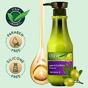 Frulatte Protecting Olive Leave In Conditioner with Certified Organic Olive Oil for curly hair 13.5 fl oz