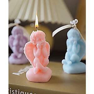 Cute Angel Shaped Scented Candle,50G Aroma Soy Wax Decorative Candle,Handmade Aesthetic Candlefor Table Photo Prop Birthday Gift,Prefect for Meditation Stress Relief Mood Boosting Bath Yoga (Pink)