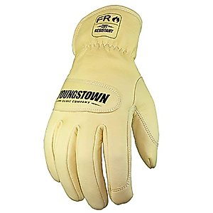 Youngstown Glove Leather Ground Utility Gloves for Men - Kevlar Lined - Cut, Puncture, Flame Resistant, Arc Rated, - Tan, Large
