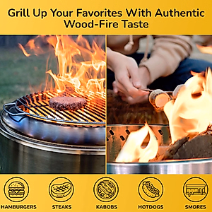 Duraflame 19.5 Inch Smokeless Fire Pit with Double Walled Technology and Removable Grate for Backyard Entertainment, Camping, and Tailgating, Silver