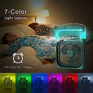 ATHRZ Portable Air Conditioner Fan with Water Spray Misting, 7-Color Lights, 5 Jets, and 3 Speeds - Ideal for Bedroom, Office, and Camping