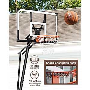 WIN.MAX Portable Basketball Hoop Quickly Height Adjusted 4.9-10ft Outdoor/Indoor Basketball Goal System with 44 inch Backboard and Wheels for Adults