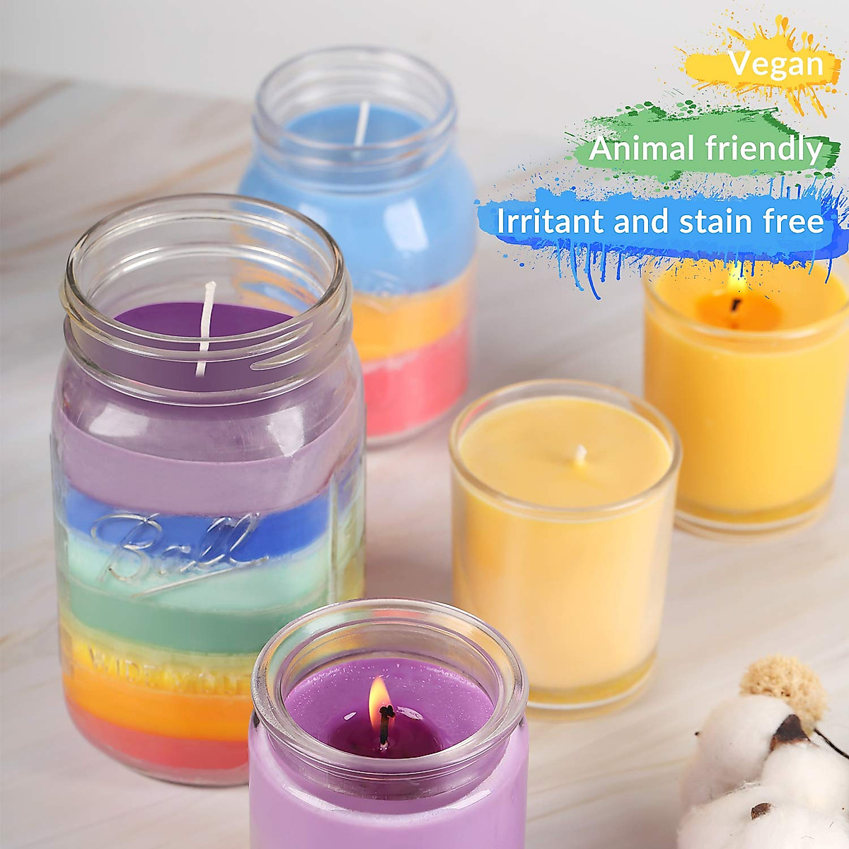 Color Candle Making Dye Kit, 24 Coloring Chips for Paraffin and Soy Wax Base Molds, Bright, Easy Melting and Mixing Colored Flakes, Non-Toxic DIY and Homemade Craft Supplies , 0.1oz Per Bag