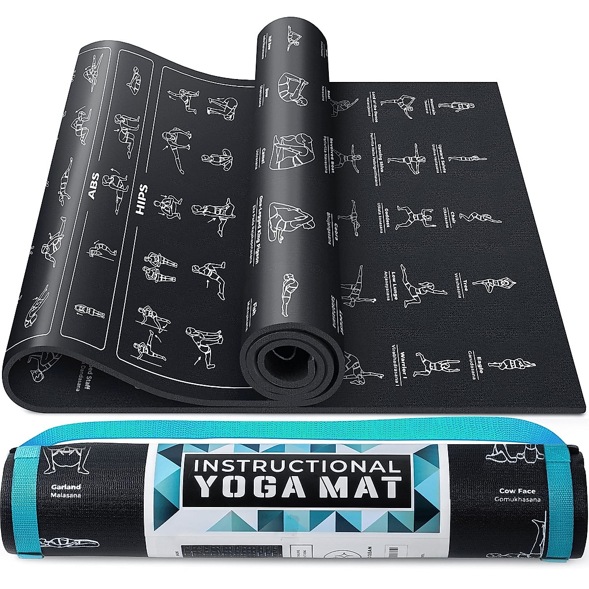 2x Instructional Yoga Mats with Carrying Strap
