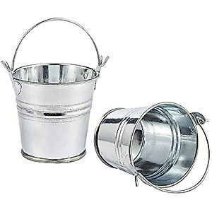 24 Pack Mini Metal Buckets with Handles for Party Favors, Small Galvanized Tin Pails (2 x 2 in)