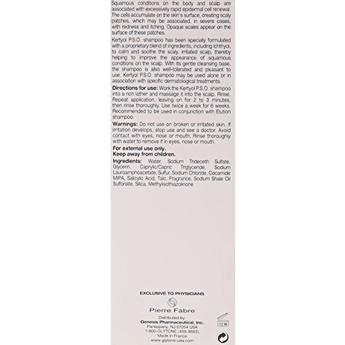 Ducray Kertyol P.S.O. Shampoo, Scalp Prone to Psoriasis, Micronized Sulfur, Salicylic Acid, Soothes Red, Irritated Scalp, 6.7 oz.