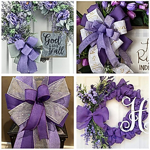 HUIHUANG Light Purple Wired Lavender Burlap Ribbon - 2.5 inch X 10 Yards Wire Edge Jute Ribbon for Easter Wreaths, Big Bows, Crafts, Swags, Tree Decoration