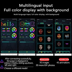 jcwfuno LED masks with Bluetooth programmable, used for costume cosplay party fancy dress party, adults light up rechargeable mask, Halloween party gifts for men ((Rechargeable