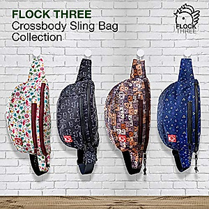 FLOCK THREE Fanny Pack Waterproof Waist Bags Mens Shoulder Bag Women's Sling Purses Travel Backpack Casual Bum Bag Women Small Size Crossbody Sling Bag For Cat Lover Hiking Bicycle Men Chest Daypacks