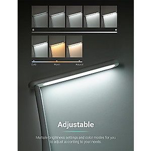 XINGYUNTREE LED Desk Lamp with Night Light Foldable Portable High Brightness Eye Care Lamp. Touch Control, Rechargeable, for Home Reading Light, Office and Dormitory (White 2.0)