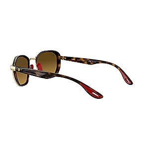Ray-Ban RB3674M Scuderia Ferrari Collection Round Sunglasses, Gold/Chromance Brown Mirrored Grey Polarized, 51 mm