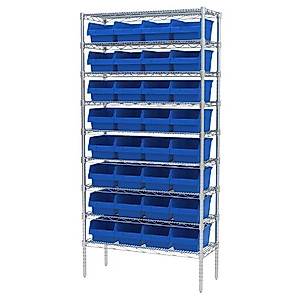 Akro-Mils 30080 Plastic Nesting ShelfMax Storage Bin Box, (12-Inch x 8-Inch x 6-Inch), Blue, (8-Pack)