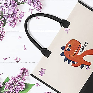 MOLYCHO Dinosaur Embroidery Tote Bag Gift For Family Beach Reusable Multipurpose