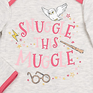 Harry Potter Hedwig Owl Newborn Baby Girls 3 Pack Sleeper Gown Red/Pink/Heather Grey 0-6 Months