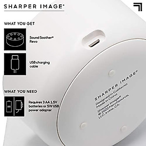 SHARPER IMAGE Sleep Therapy White Noise Machine, Soothing Nature Sounds for Baby Kid Adult, Portable Relaxation Wellness Meditation and Naps, Peaceful Rest Sleep Aid, Holiday Gift
