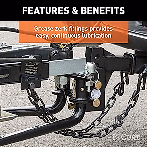 CURT 17062 Round Bar Weight Distribution Hitch with Integrated Lubrication and Sway Control, Up to 10K, 2-in Shank, 2-5/16-Inch Ball, Black