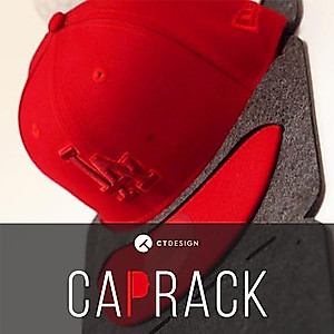 CT Design CapRack, The Original Fitted Cap Display, No Assembly Required Snapback Baseball Hat Organizer and Storage Solution, Lightweight Hat Rack for Flat Billed Caps. Dark Grey