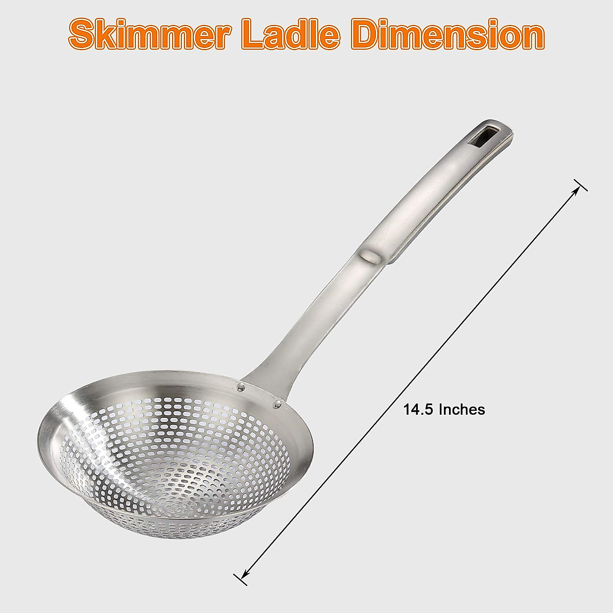Skimmer Ladle Skimmer Spoon 304 Stainless Steel Skimmer 14.5 ln for Cooking Frying Skimming Colander/Strainer Stainless Steel Kitchen Tools