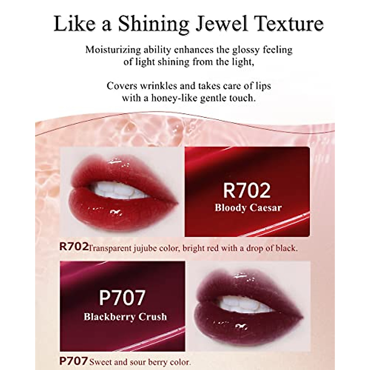 COLORKEY Lip Gloss Mirror Series, Hydrating Lip Gloss with Essential oil, High Shine Glossy Lip Tint, Hydrated & Fuller-looking Lips, Long-Lasting Liquid Lipstick(P710)