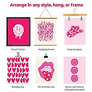 Woonkit 12 set Preppy Room Decor Aesthetic, Hot Pink Stuff, College Dorm Room Decor, Trendy Cute Bedroom Home Office Living Room Posters, Teen Girl Wall Art Prints, Wall Collage Kit, Preppy Hot Pink Pictures (B - PREPPY PINK)