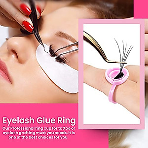 KB Essentials 100pcs Glue Rings for Eyelashes Extension - Lash Extensions Supplies Glue Holder for Lashes Fan – Adjustable, Disposable & Blossom Ring Fanning Cups for Nail Art, Tattoo & Makeup