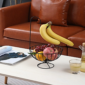 Simple Black Fruit Basket With Banana Hanger,Fruit Basket Bowl With Banana Tree Holder