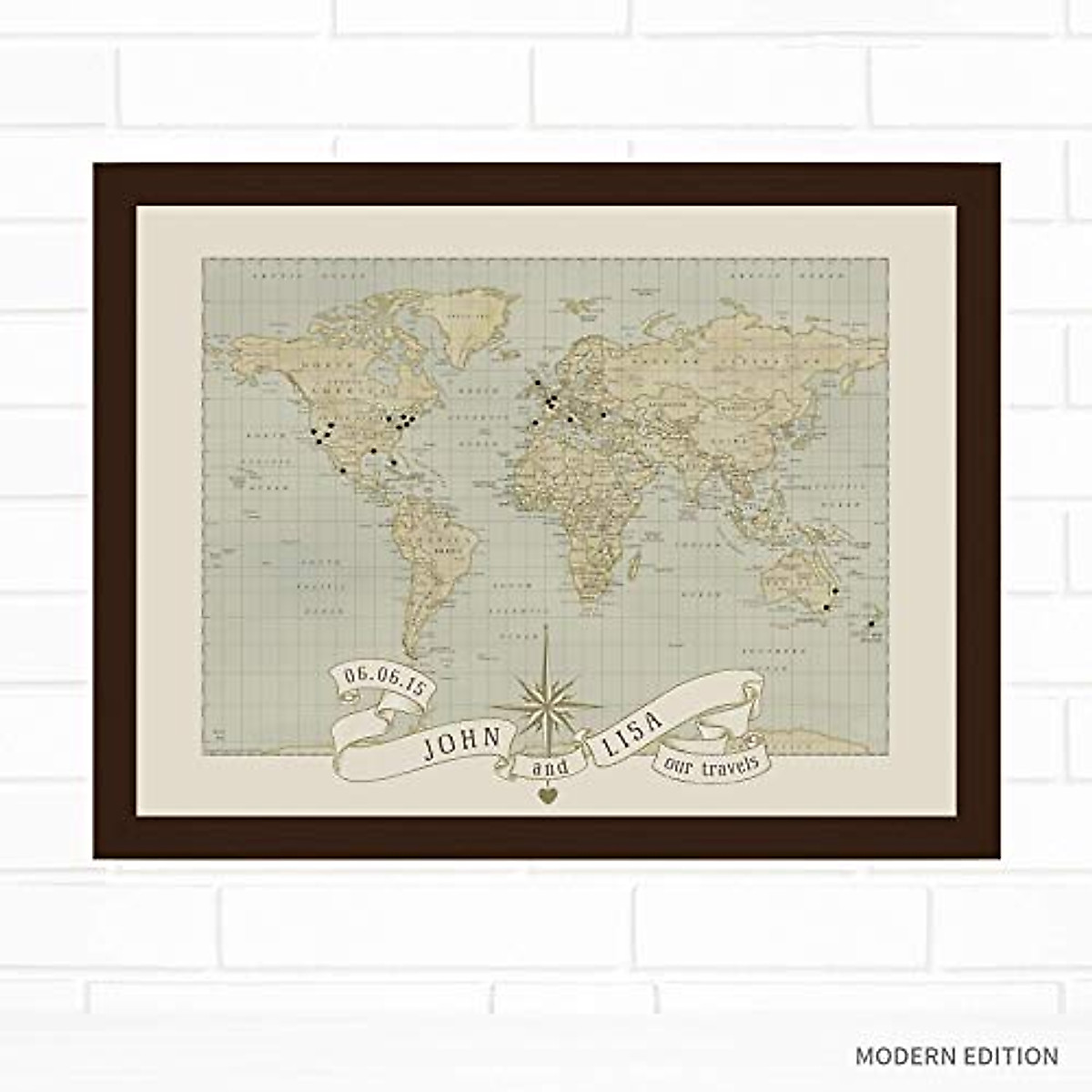 Personalized Wedding Anniversary Push Pin World Map