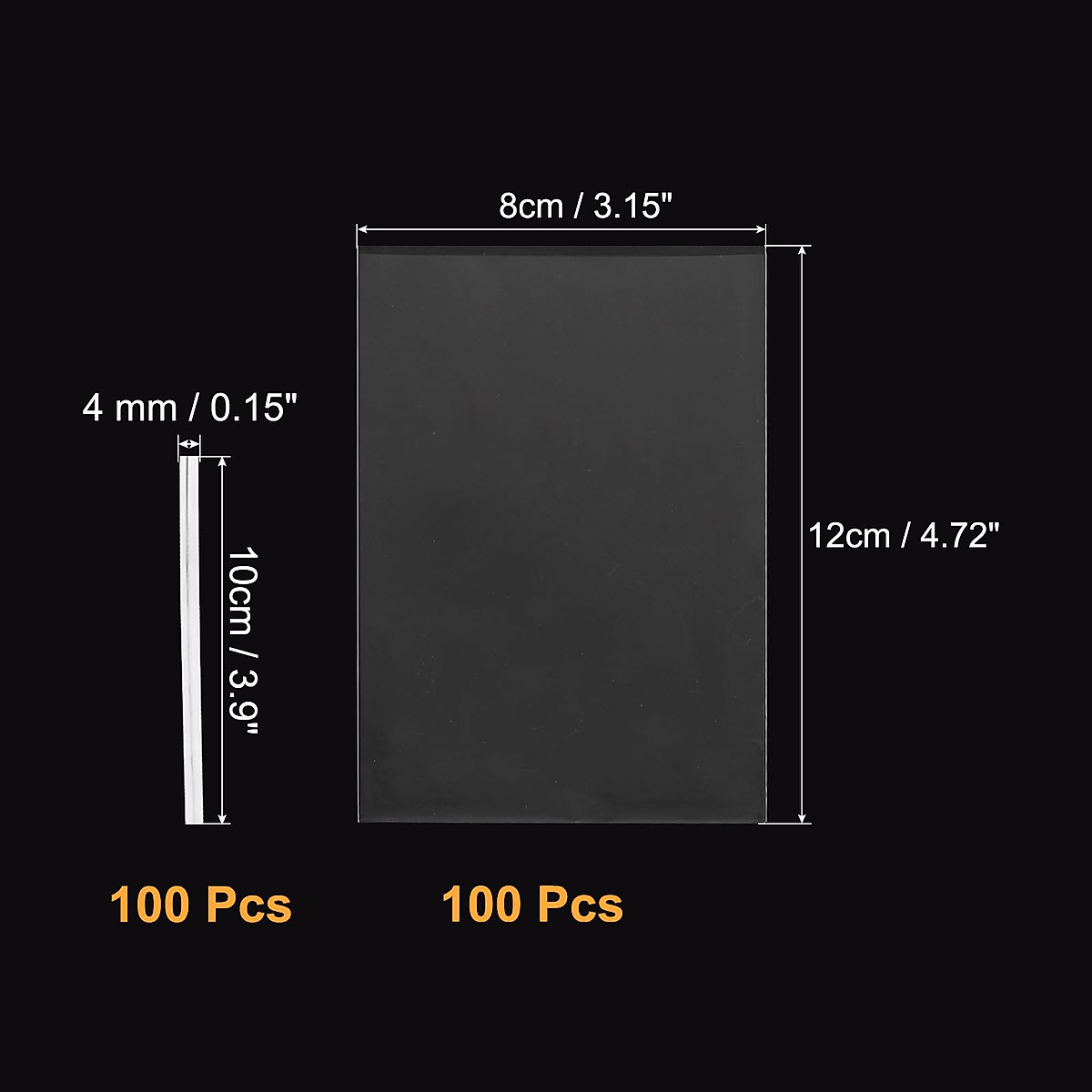 uxcell 100 Pcs Clear Cello Bags, Clear Flat Plastic Cello Treat Bags with Gold Twist Ties Gift Bags Cookie Bags for Christmas Snack Candy Cookie Gifts