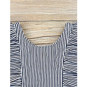 Baby Girl Swimsuit Ruffles One Piece Swimsuit Striped Beach Baby Girl Bathing Suit Bikini Infant Girl Swimwear Headband 2 Pcs Set 0-3T Black