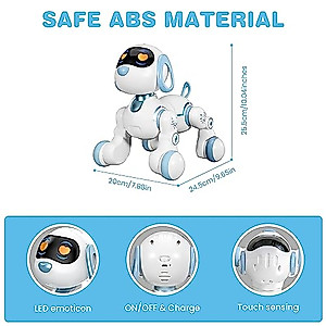 FUUY Robot Dog Toys Remote Control Dog Robot for Kids with Head Touch Sensing Function and Voice Control Programmable Robot Pet Imitates Animal Forms Toys for Boys 3-12 Birthday