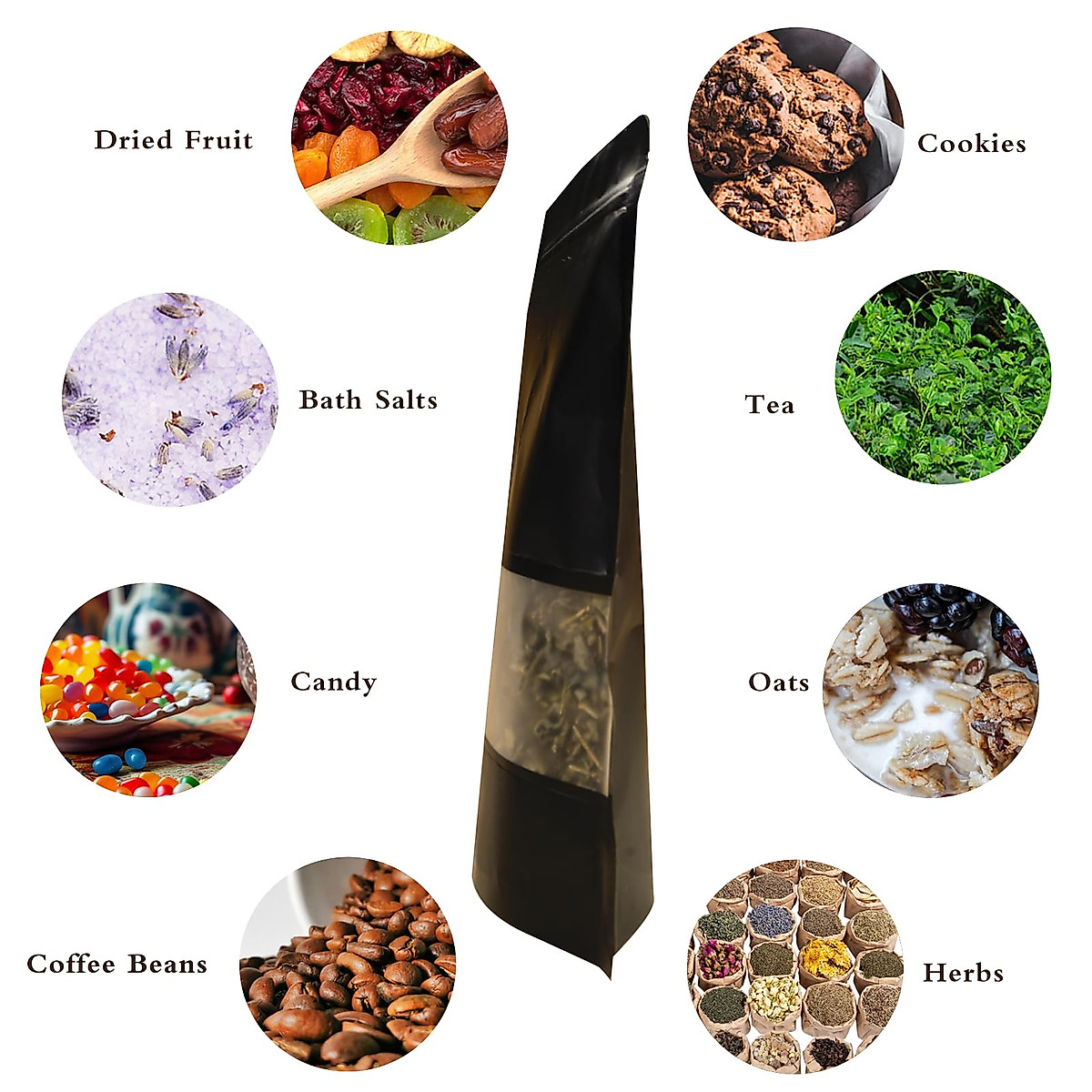 100 PCS Resealable Bags, Stand Up Kraft Paper Bags with Matte Window, Zipper Lock Food Storage Bags for Small Business and Home, 5.91 * 9.05 Inches Reusable Sealable Bags for Packaging - Black