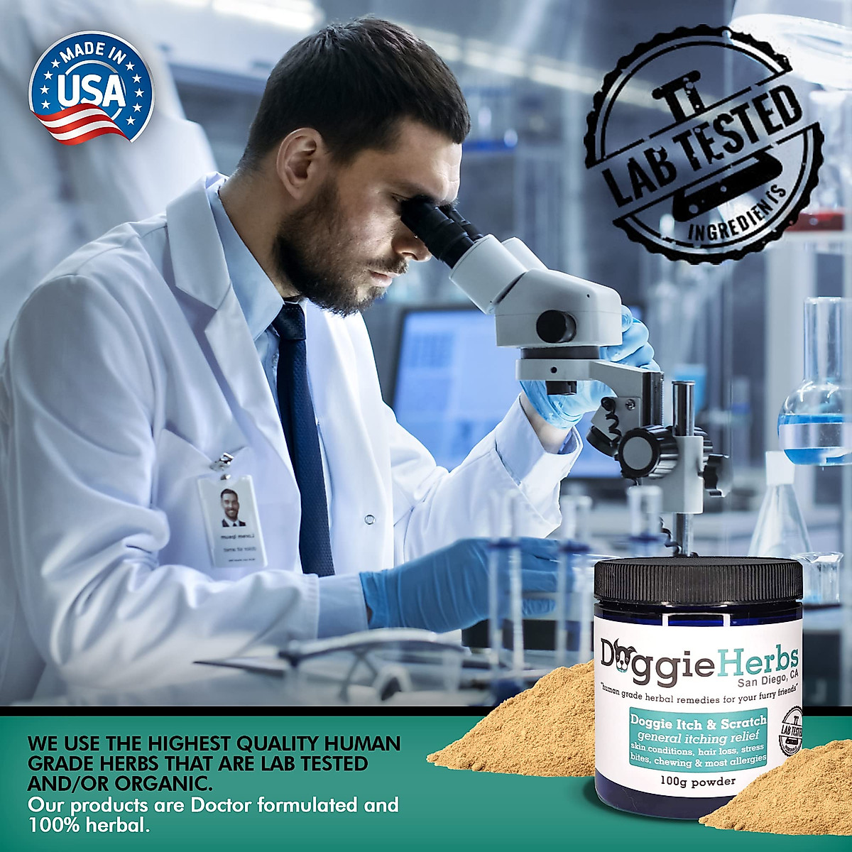 Doggie Itch & Scratch – Dog Itching Relief & Canine Allergy Anti-Itch Relief Supplement by Doggie Herbs 100g