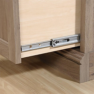 BOWERY HILL Antique Look Home Office L-Shaped Computer Desk with CPU Tower in Salt Oak