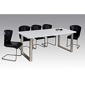 Inspirer Studio® Roman Extendible Dining Table Pedestal Table MDF High-Gloss White (Table ONLY)