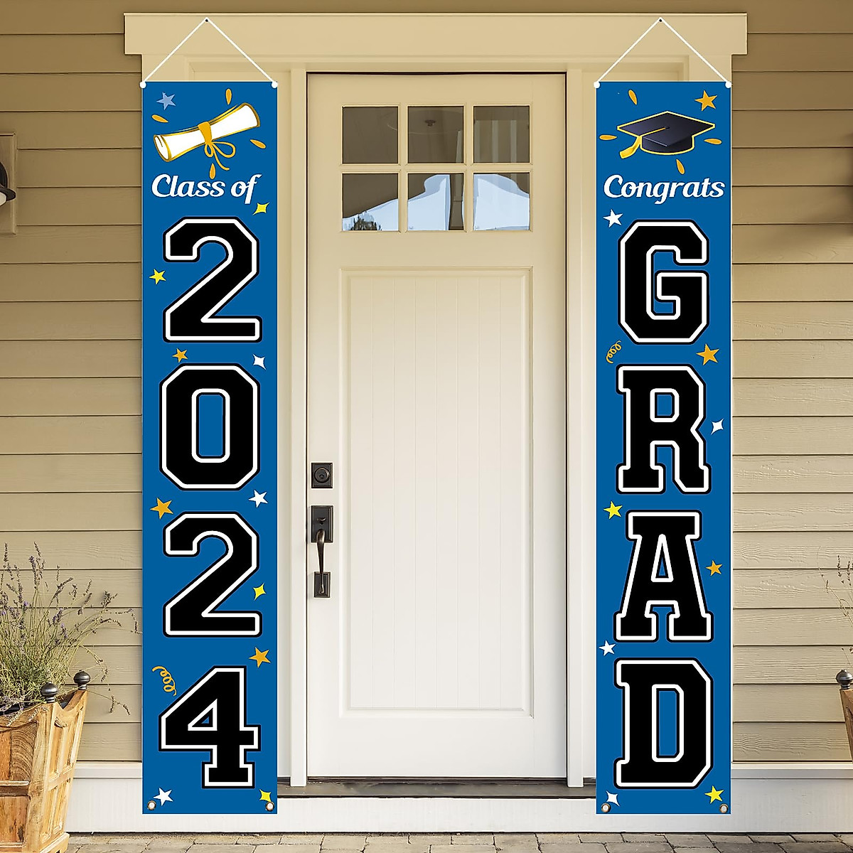 KMUYSL Graduation Decorations Class of 2024, Red & Blue Congrats Grad Banner Hanging Flags Porch Sign, 2024 Graduation Decorations Party Supplies for Any School Indoor/Outdoor Decor