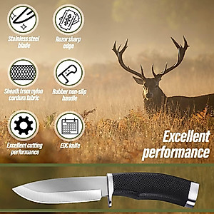 Grand Way Tanto Camping Knife with Sheath – 3+ Colors – 5.9" Fixed Full Tang Mirror Polished Blade – Hunting Knife with Sheath Survival Knives for Men