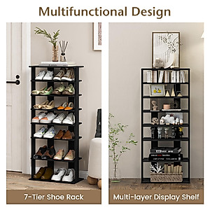 Tangkula 8 Tiers Vertical Shoe Rack, Patented Space Saving Corner Shoe Rack for 14 Pairs, Narrow Shoe Rack for Front Door Entryway