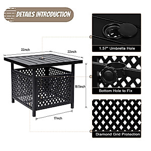 Crownland 3-Piece Outdoor Lounge Chairs Set, Adjustable Reclining Patio Chairs and Umbrella Bistro Table Set, Metal Furniture Set with Water Resistant Cushions(Brown)