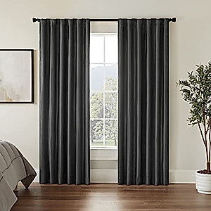 Eclipse Fresno Modern Blackout Thermal Rod Pocket Window Curtain for Bedroom (1 Panel), 52 in x 63 in, Charcoal